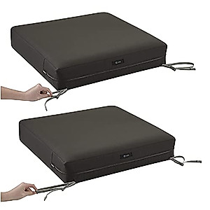 Classic Accessories Ravenna Water-Resistant 21 x 19 x 5 Inch Patio Seat Cushion, Espresso, Patio Loveseat Cushion