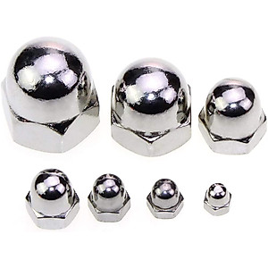 Guard4U #6-32#8-32#10-24 1/4-20 5/16-18 3/8-16 1/2-13 UNC Acorn Dome Cap Head Hex Nuts Assortment Kit -120Pcs 7-Kinds 304 Stainless Steel Hexagon Decorative Cap Nuts