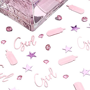 MEYSIMOON Baby Shower Decorations Confetti Baby Pink Girls Table Decor Confetti for Baby Shower Gender Reveal Party Supplies (Pink)