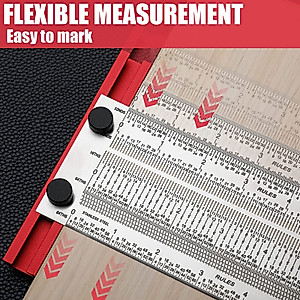 4 Pieces Precision Marking T Rule Set T Square Precision Marking T Rule Includes Compatible Pencil with 0.3 mm Mechanical Pencil Refill for Woodworking(6 Inch, 12 Inch)