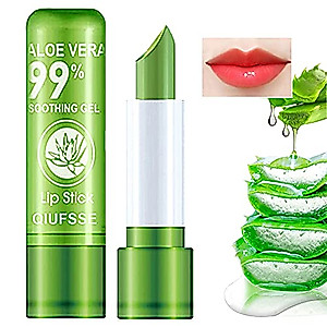 QIUFSSE 2PCS Aloe Vera Lipstick, Moisturizing Aloe Lipstick Magic Temperature Color Change Lipstick Lip Balm Lip Stain Long Lasting Waterproof Lip Makeup