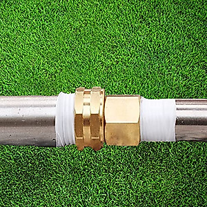 2 Pack of 3/4” GHT Female to 1/2” NPT Male Connector GHT to NPT Adapter Brass Fitting, Garden Hose Thread Metal Brass Adapters, Includes 4 Washers with 2 Extra Free