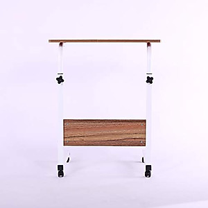 Fancasa Laptop Cart 23.6" Mobile Table Movable Portable Adjustable Notebook Computer Stand with Wheels (Teak)