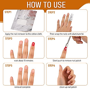 100 Pcs Nail Polish Remover Foil Nail Wraps Soak off Foils Cotton Pads Aluminium with Cuticle Pusher Aluminium Foil Nail Remover with Pre-attached Lint-free Pads100 Pcs Foil Nail Wraps Soak off Foils