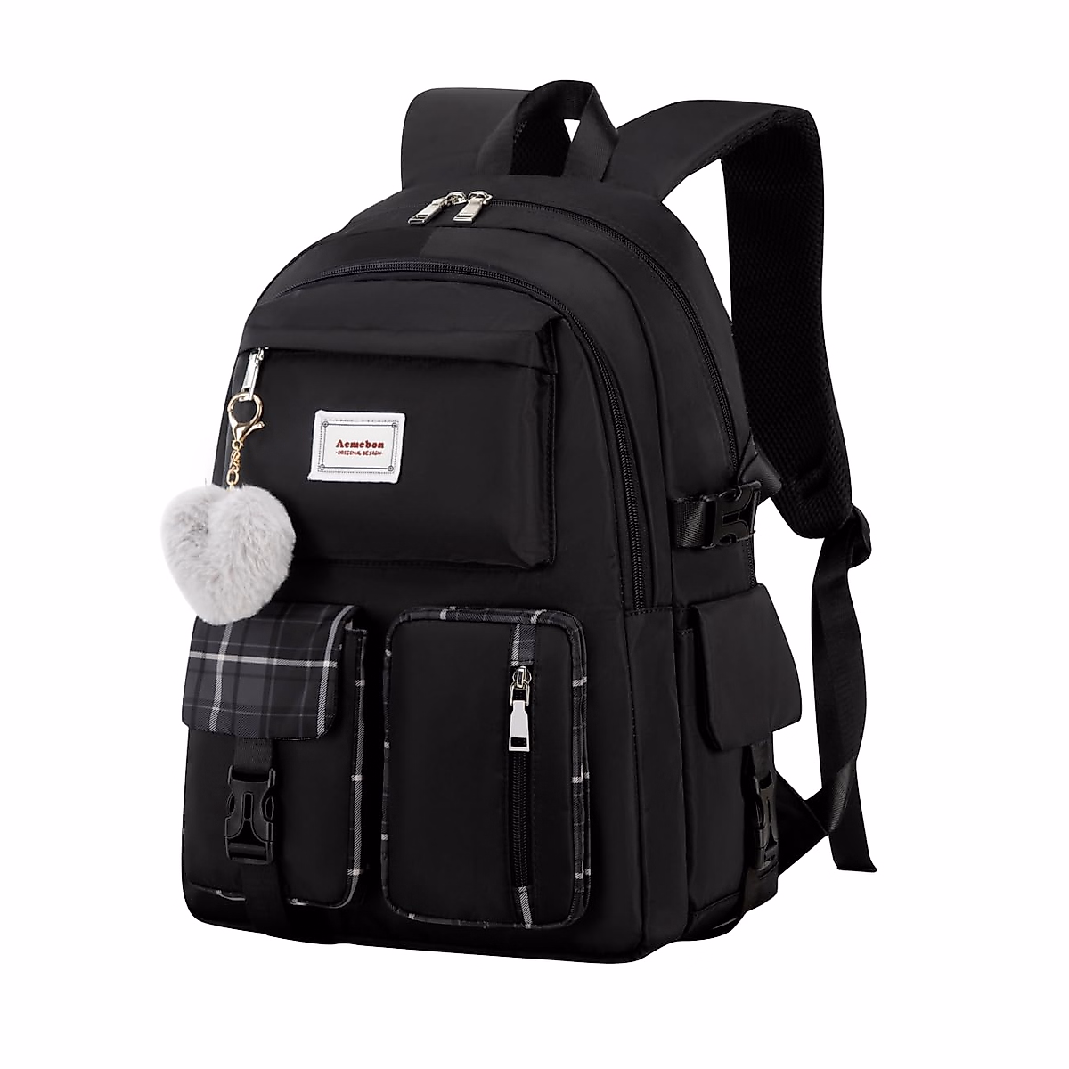 Acmebon Girl Roomy Fashion Laptop Backpack Casual Daily Backpack for Women Black