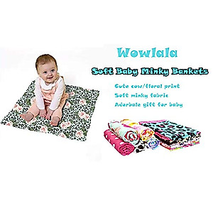 Wowlala Baby Blanket for Newborn- Receiving Blanket and Headband Set for Crib Stroller,Baby Shower Newborn Gift(Leopard Print Turquoises/hot Pink)