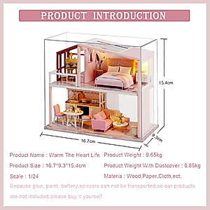 Fsolis DIY Miniature Dollhouse Kit with Furniture and Lights, 3D Wooden Modern Tiny House 2 Story Gifts for Teens Adult