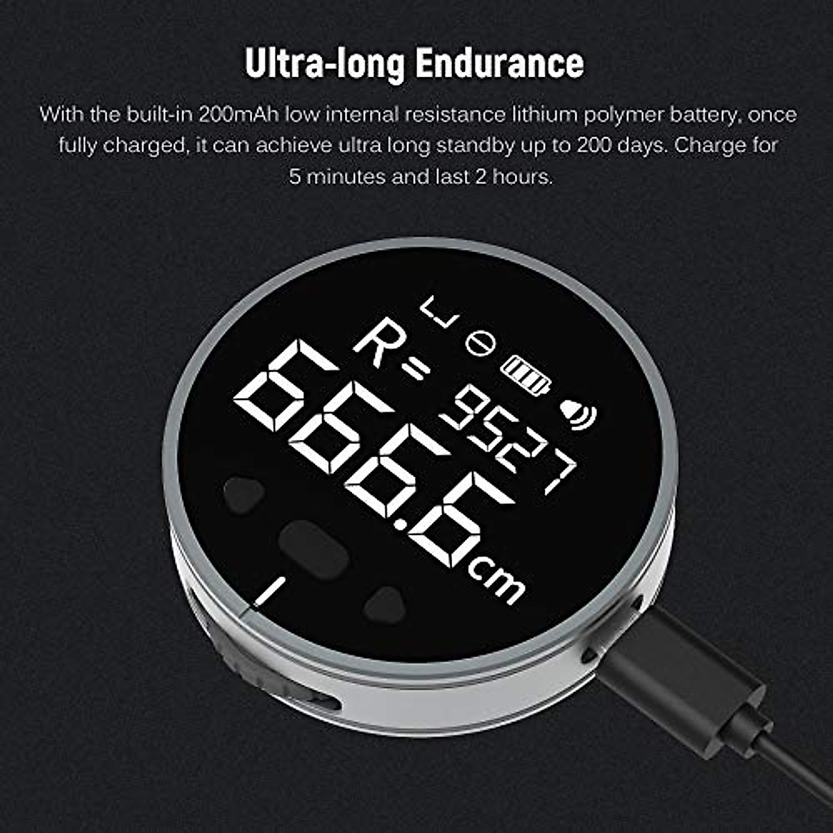 VISLONE Electronic Ruler 8 in 1 Range Finder 99m LCD Display High Accuracy Handheld Length Measuring Tool Long Standby Rechargeable Ruler