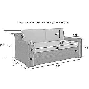 Crosley Furniture KO70102BR Beaufort Outdoor Wicker Loveseat, Brown with Mist Cushions