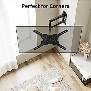 TV Wall Mount for Most 26-60 inch Flat/Curved TVs up to 77lbs, Full Motion Wall Mount TV Braket with Articulating arm Swivel Tilt Extension, Single Stud Corner TV Monitor Mount Max VESA 400x400mm