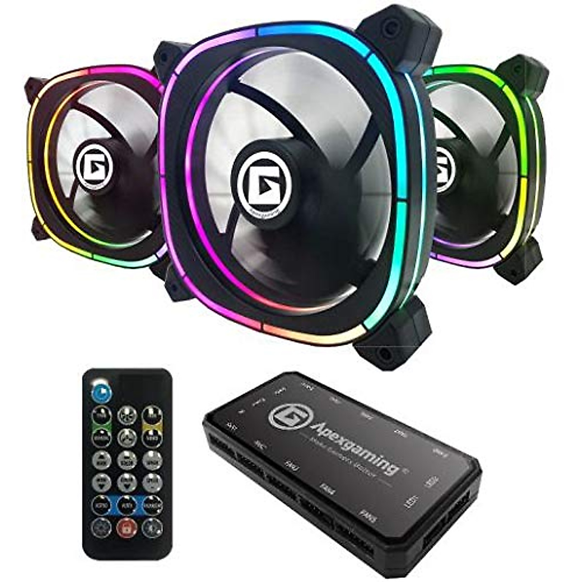 ApexGaming F601 Eye of Lightning MidTower Gaming Case Pre-Installed LED RGB Strip and RGB Cooling Fan/Clear Tempered Glass SidePanel, DuskFilter & Rear Cooling Fan