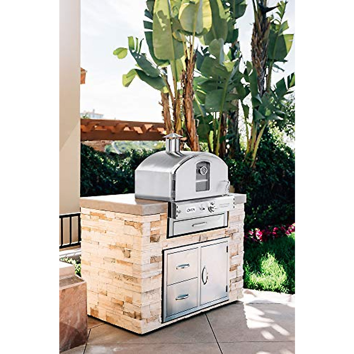 Summerset 'The Oven' Outdoor Built-in or Counter Top Large Capacity Gas Oven with Pizza Stone and Smoker Box, 304 Stainless Steel Construction, Natural Gas