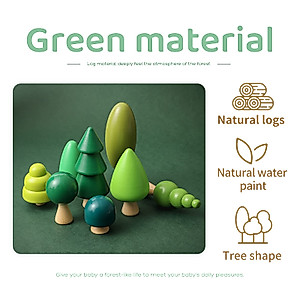 Wooden Tree Toy Pack of 8 Wood Miniature Tree Set Various Sizes Natural Wooden Trees Mini Trees for Home Decor and Crafts Garden Accessories Creative Gift for 36+ Months