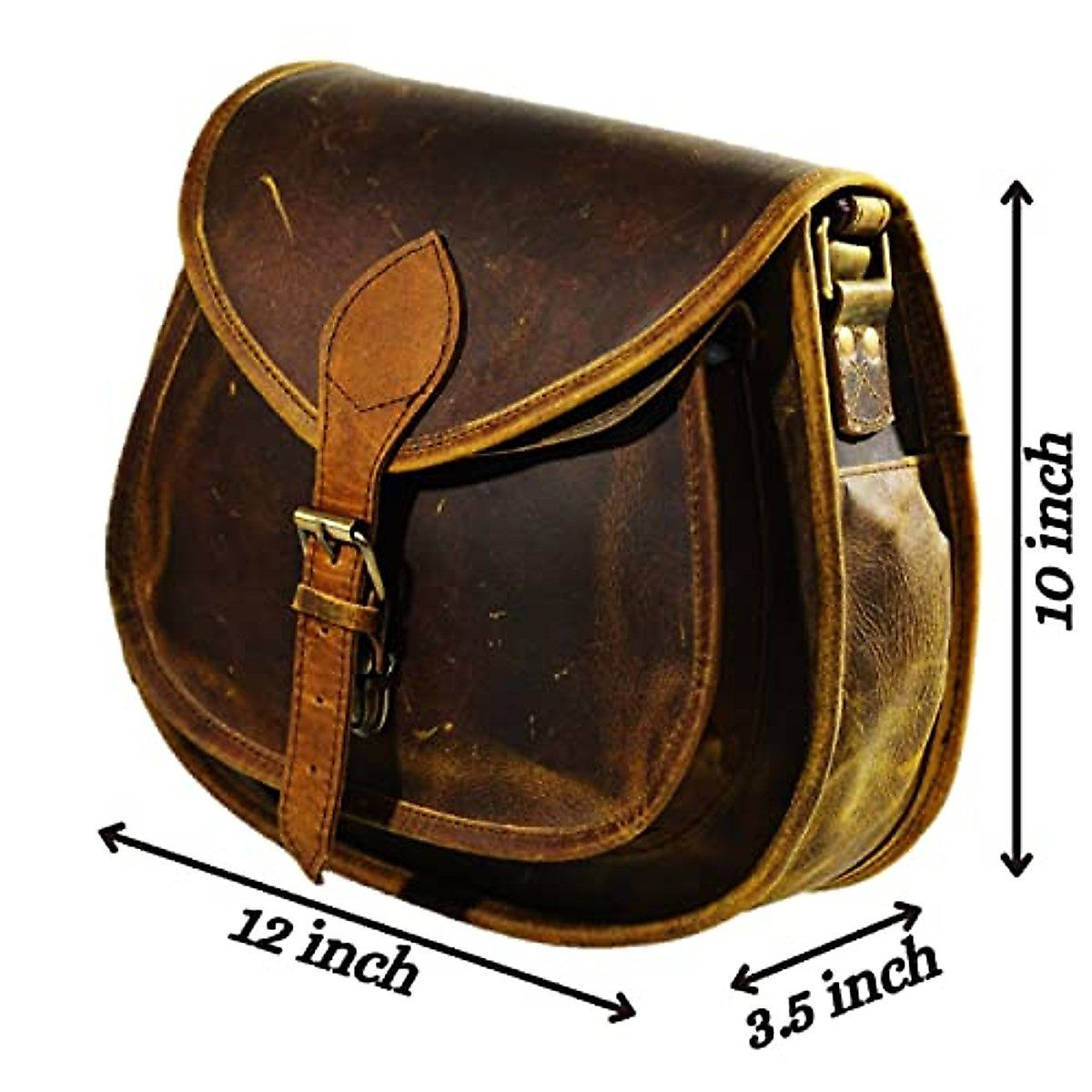 Satchel And Fable Handmade Women Leather Vintage Brown Cross Body Shoulder Bag (Small, Brown)