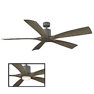 Modern Forms FR-W1811-70-GH/WG Aviator Indoor or Outdoor Smart Home Ceiling Fan with Wall Control, 70in Blade Span, Graphi...
