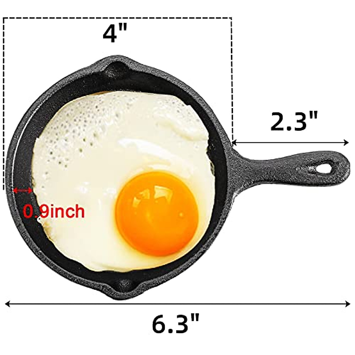 Hiceeden 4 Pack Mini Cast Iron Skillet, 4" Small Frying Pans with Double Drip-Spouts for Stove, Oven, Grill Safe, Indoor and Outdoor Use, Non-stick