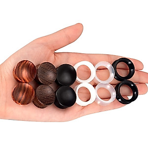 YOFANST 12pcs Brown Wood Plugs Black White Clear Silicone Ear Tunnels Earrings Stretcher Piercing Gauge 22mm