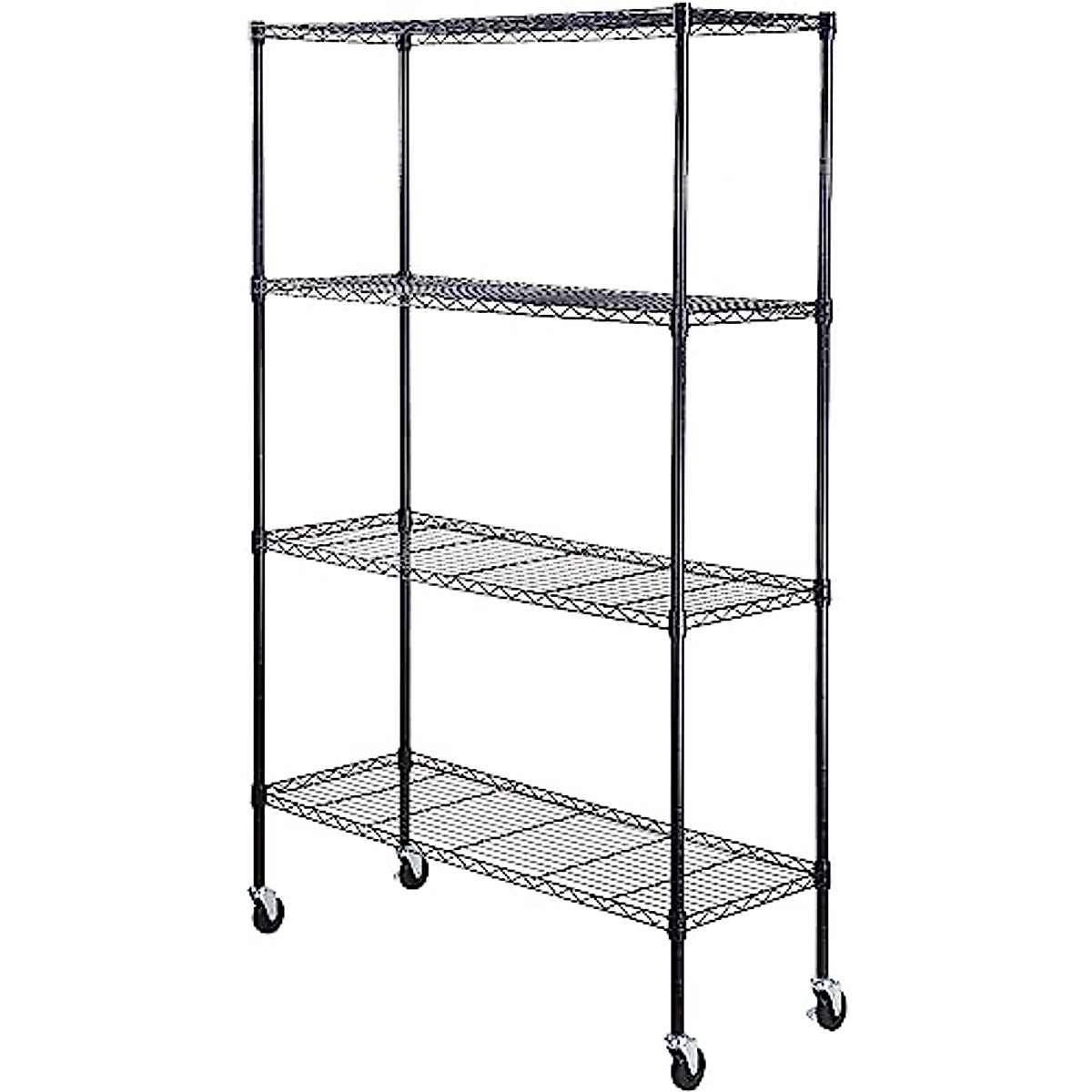 VEVOR Storage Shelving Unit, 4-Tier Adjustable Storage Shelves, 48" L x 18" W x 74" H Garage Storage Shelves, Metal Shelves with Wheels for Kitchen Pantry Basement Bathroom Laundry