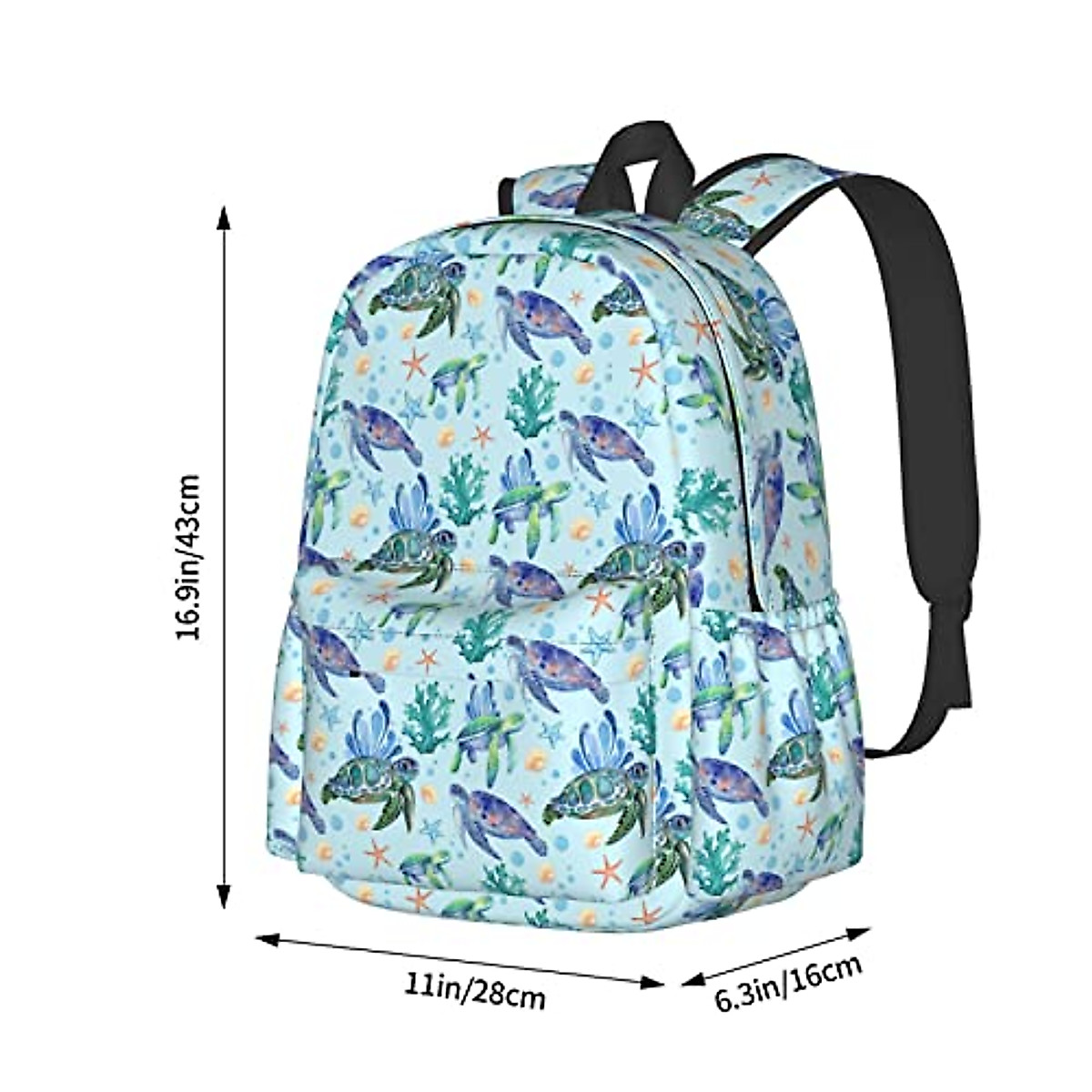 Nmbvcxz Sea Turtle Backpack for Women 17 inch Travel Casual Laptop Backpack Lightweight Waterproof Durable Hiking Daypack