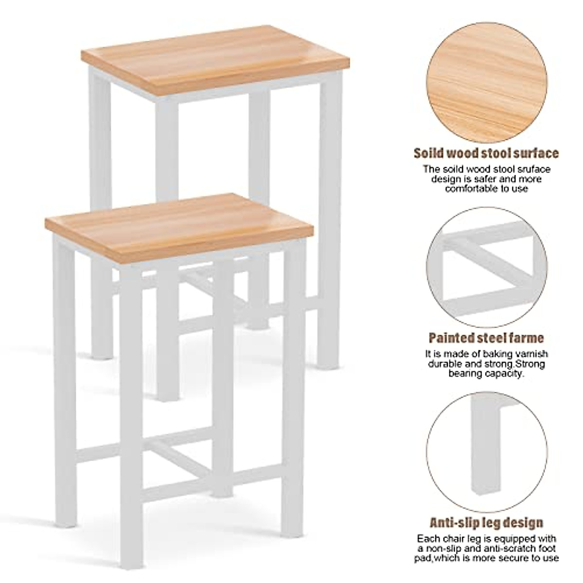 AWQM Bar Table Set,5 Pcs Dining Table Set,Counter Height Table with 4 Chairs,Industrial Kitchen Table and Chairs for 4, Wood Pub Table Set, Dining Room Table Set for Small Spcace,Beige