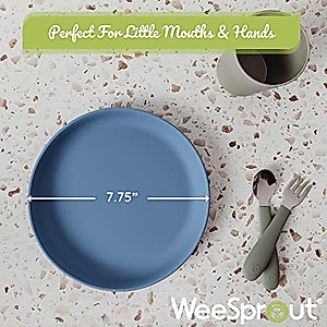 WeeSprout Baby & Toddler Non-Suction Plates with Lids, 100% Food Grade Silicone Plates, Premium Hard Plastic Lids, Unbreakable Design, Microwave & Dishwasher Safe, 3 Pack