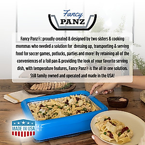 Fancy Panz, Serving Tray for Food, Made in the USA Foil Pan Carrier, Stackable Aluminum Pan Holders, 9x13x2 Cake Pan Travel Casserole Carrier With 1 Disposable Foil Pan & Serving Spoon, Marble