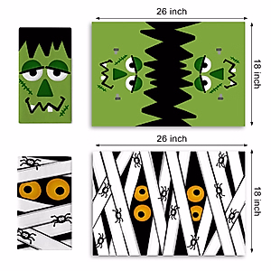 Croar Halloween Mummy Kitchen Dish Towels Set of 2, Frank.en Stein Drying Hand Towels Spider Baking Cooking Cloth, Funny Holiday Home Kitchen Decoration 18 x 26 Inch