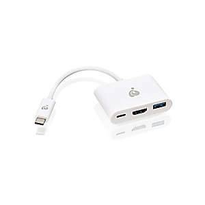 IOGEAR USB-C to 1 to 3 Adapter - 1 HDMI Out - 1 USB A Out - 1 USB-C - Power Delivery 100W - 4K@30Hz - MacBook Pro - iMac - Chromebook - More USB 3.0 Type-C Devices - GUC3C3H