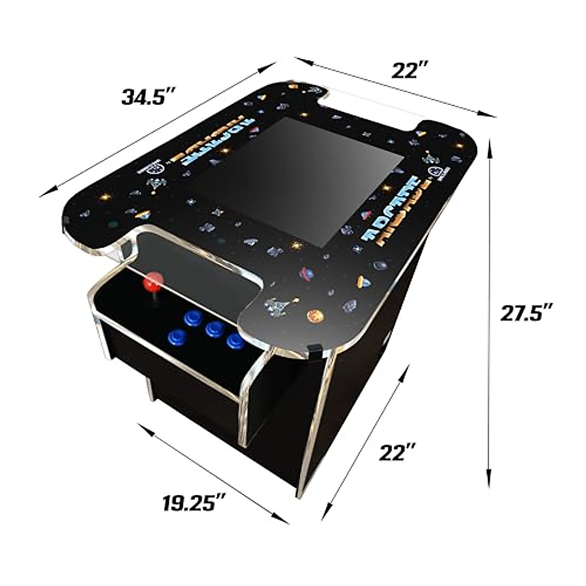 Game Classics Commercial Grade Cocktail Arcade Machine 400 Electronic Games, 2 Player, 19inches LCD Screen, Sided Retro Video Table 3 Year Warranty, Black
