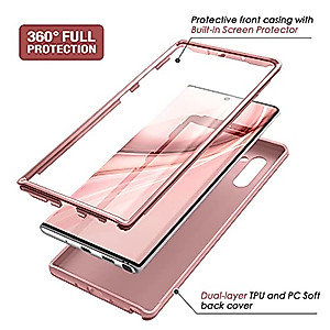 SURITCH Phone Case for Samsung Galaxy Note 10 Front Cover with Built-in Screen Protector Shockproof Full Body Protection Lightweight Slim Soft TPU Bumper Protective Cover, Matte Rose Gold