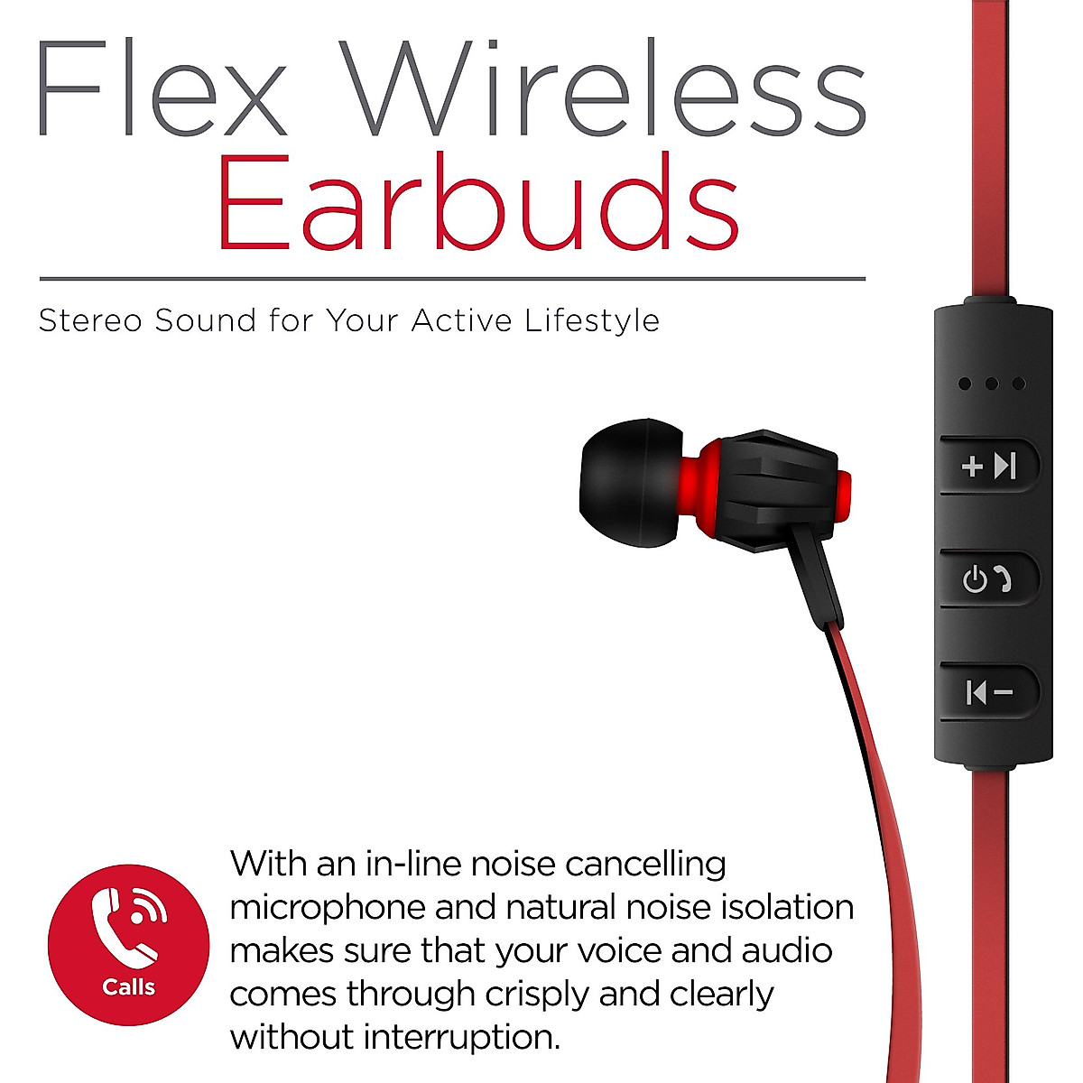 HyperGear Flex Wireless Bluetooth Earphones with Wrap Around Flexible Band and Built-In Mic