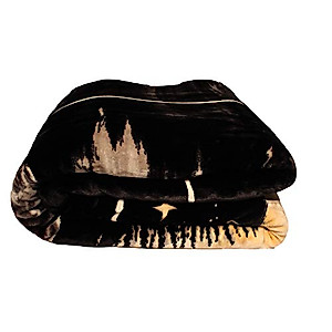 SOLARON Korean Super Thick Heavy Weight Ultra Silky Soft Mink Heavy Duty Reversible Blanket Bed comforters bedspreads Bedding Comforter King or Queen (Queen, 119 Wolf Black)