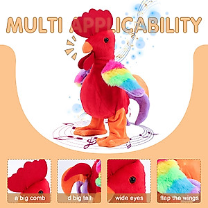 SdeNow Musical Squawking Chicken Stuffed Animal Walking Singing Waving Rooster Fun Electronic Interactive Animation Plush Toys Gifts for Kids