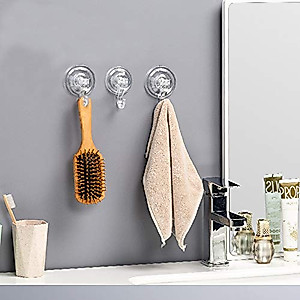 Suction Cup Hooks with Key Lock, Heavy Duty Vacuum Shower Suction Cup Hook Wall Door Glass Window Bathroom Kitchen Suction Wreath Hanger,Clear,2Pcs