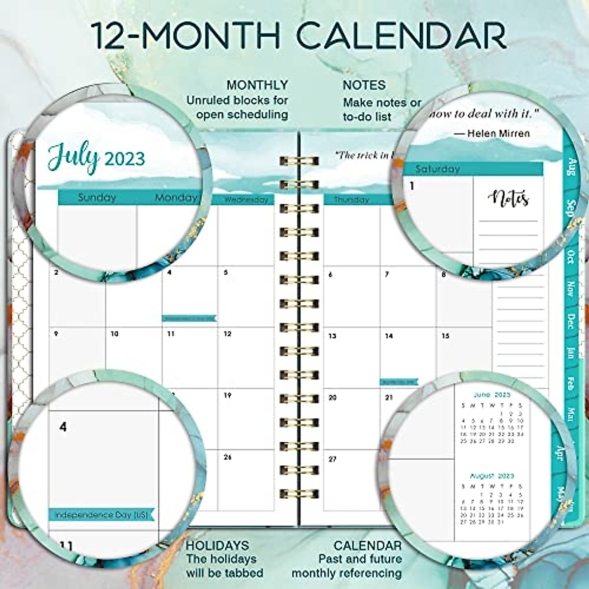 Planner 2023-2024 - Jul.2023 - Jun.2024, Academic Planner 2023-2024, 2023-2024 Planner Weekly & Monthly with Tabs, 6.3" x 8.4", Hardcover with Back Pocket + Thick Paper + Twin-Wire Binding, Daily Organizer - Green