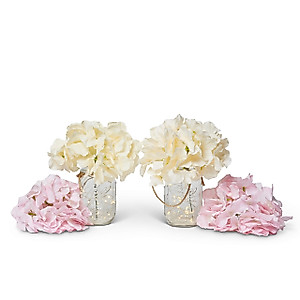 Hanging Mason Jar Wall Decor Sconce with LED Fairy Lights, Rustic Wood with Beautiful Pink and Cream Flowers Included for Home, Kitchen, Bathroom, Bedroom, Farmhouse & Girls Room Decorations