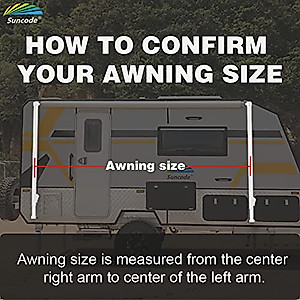 Suncode White RV Modular Retractable Manual RV Awning Frame Assemblies and Fabric for RV,5th Wheel,Travel Trailers,Toy Haulers,and Motorhome RV Trailer Awning for Home or Camper-16x8Ft-Sliver Fade