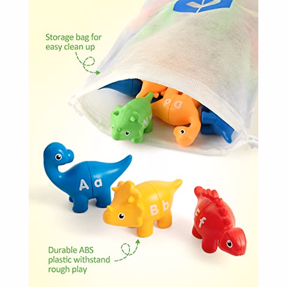 Coogam Matching Letters Fine Motor Toy, 26 PCS Double-Sided ABC Dinosaur Alphabet Match Game with Uppercase Lowercase, Preschool Educational Montessori Learning Toys for Toddlers Boys Girls