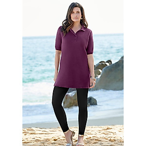 Roaman's Women's Plus Size Petite Ankle-Length Essential Stretch Legging - 1X, Heather Charcoal