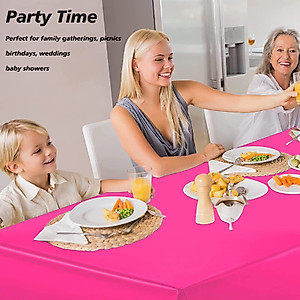 Hot Pink Plastic Table Cloth 4 Pack Disposable Plastic Table Cloth Party Table Cover Girls Party Table Clothes for Baby Shower Gender Reveal Birthday Party Decorations 54" X 72" (Hot Pink 4 Pack)