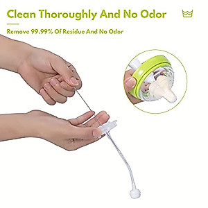 Carebabymore 8 Pcs Sponge Nipple Bottle Brushes, Baby Bottle Brush with 3 Pcs Nipple Cleaner, 3 Pcs Replacement Heads and 2 Pcs Straw Brushes, White