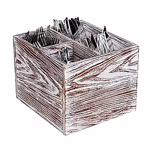 Mind Reader One Tabletop Caddy, Rustic Style, Wood, Brown Utensil Organizer, Size