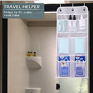 MISSLO 2 Pack Mesh Shower Caddy Hanging for Travel Quick Dry Shower Hanging Organizer Cruise RV Camper Bathroom with Over Door Hooks and Shower Curtain Hooks