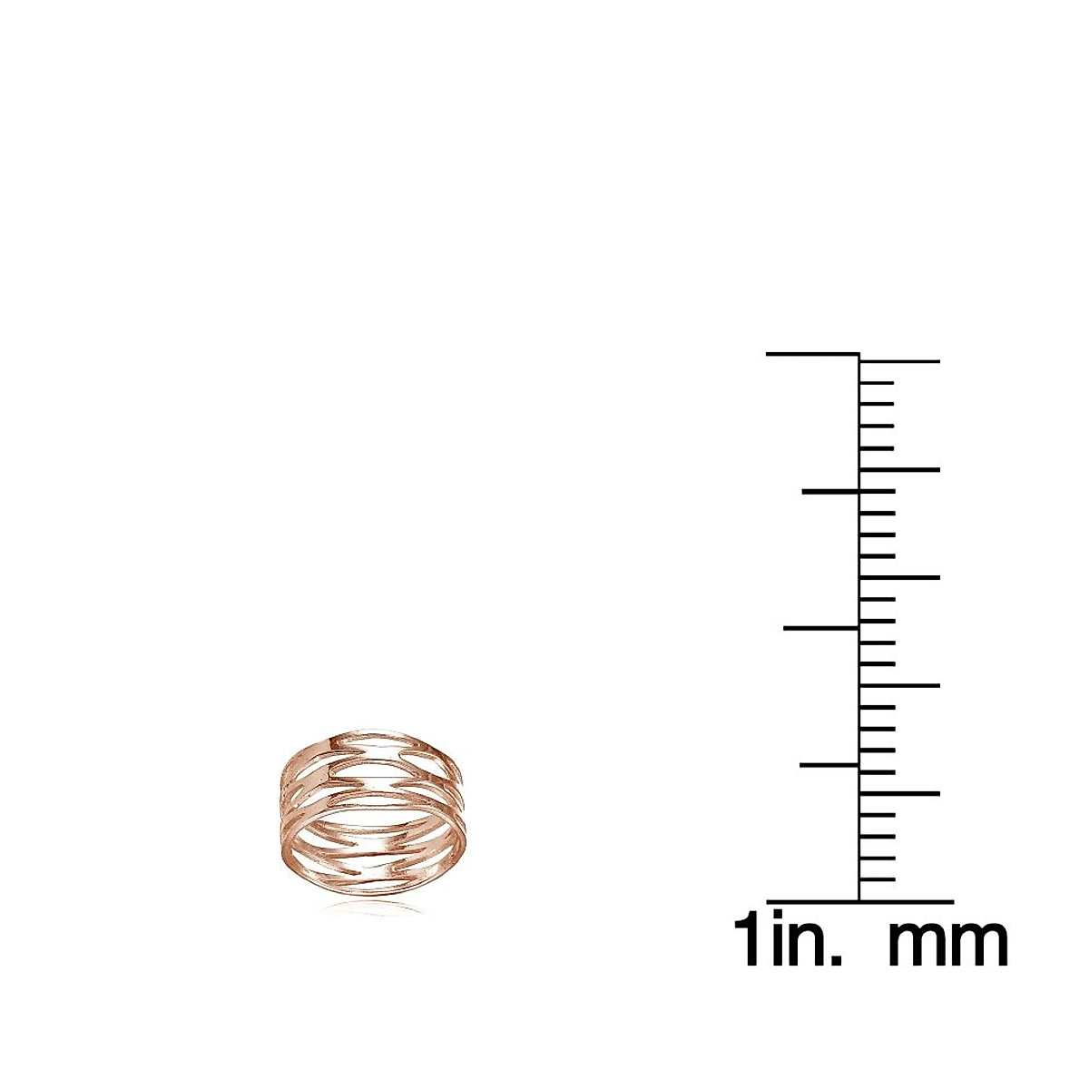 Hoops & Loops Rose Gold Flashed Sterling Silver High Polished Multi Wrap Band Ring, Size 8