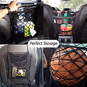 ASDSA Car Mesh Organizer Driver Elastic Storage Net Bag for Front seat Back Between Seats Barrier Pet Kids (3 Layers)