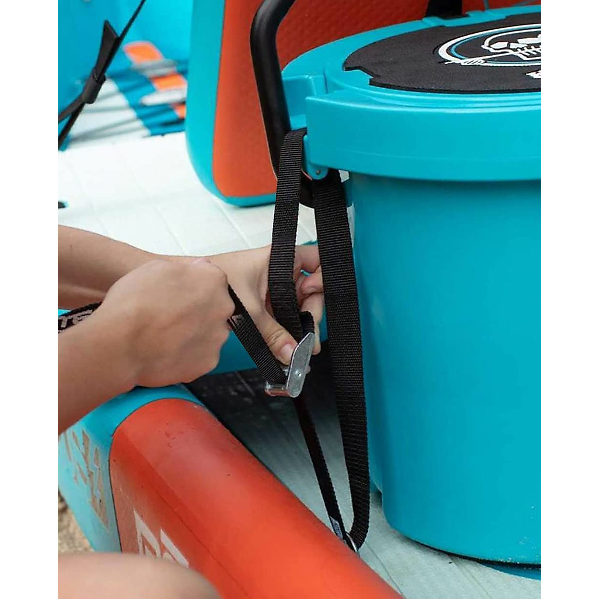 ALIENSX Cooler Tie Down Kit, Tie Down Straps for RTIC YETI Coolers, Cam Buckle Lashing Straps, Secure to Boats, Trailers, Trucks, ATVs and More, Prevent from Slipping (Blue)