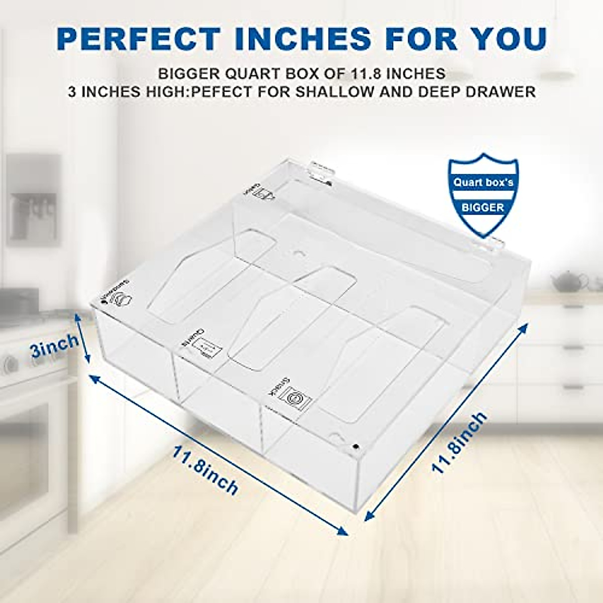 Bag Storage Organizer, Ziplock Bag Organizer Acrylic Food Plastic Bag Dispenser For Kitchen Drawer Or Wall Mount Compatible With Gallon, Sandwich, Snack Various Size Bags