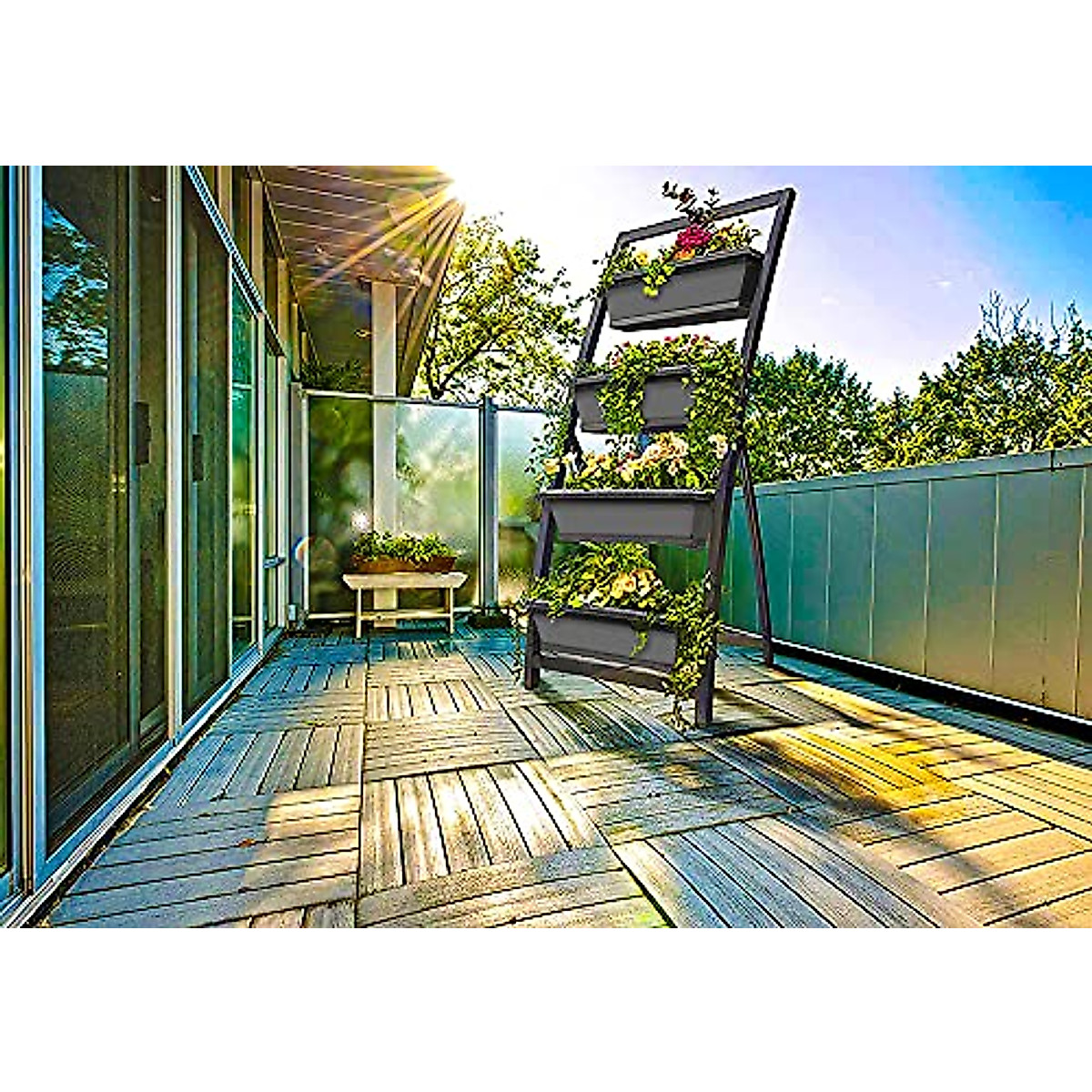 Outland Living 6-Ft Raised Garden Bed - Vertical Garden Freestanding Elevated Planter with 4 Container Boxes - Good for Patio or Balcony Indoor and Outdoor - Perfect to Grow Vegetables Herbs Flowers