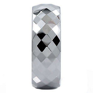 MJ Metals Jewelry Tungsten Carbide 8mm Polished Faceted Honeycomb Pattern COMFORT FIT Wedding Band Ring Size 11