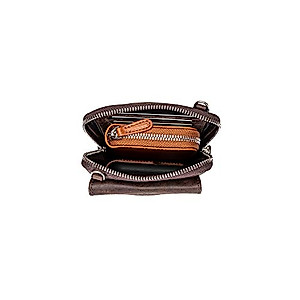 Venito Ferrara Premium Leather Unisex Crossbody Cell Phone Purse Crossover Sling Bag (Coffee Brown)
